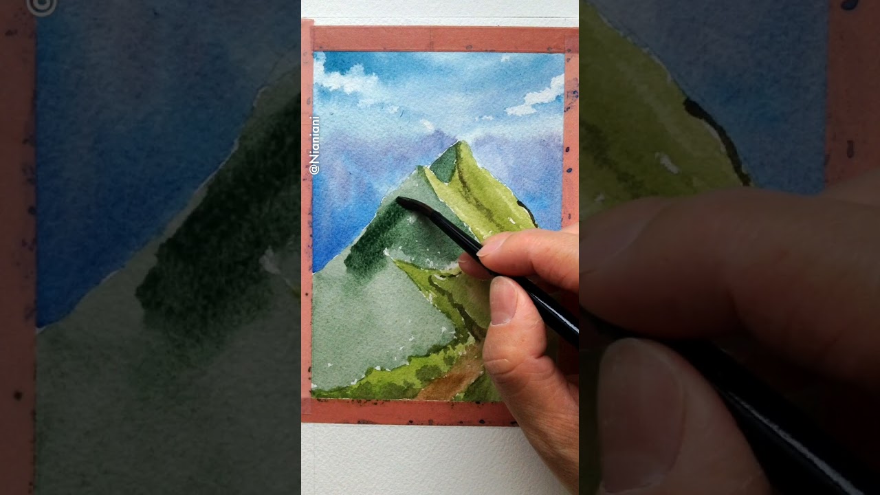 Painting a Serene Green Hill in Watercolor 🌳