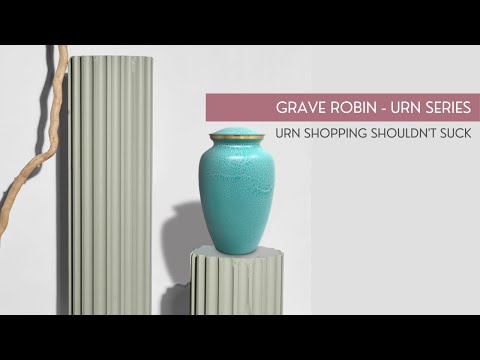Grave Robin Urn - robin's egg blue crackle