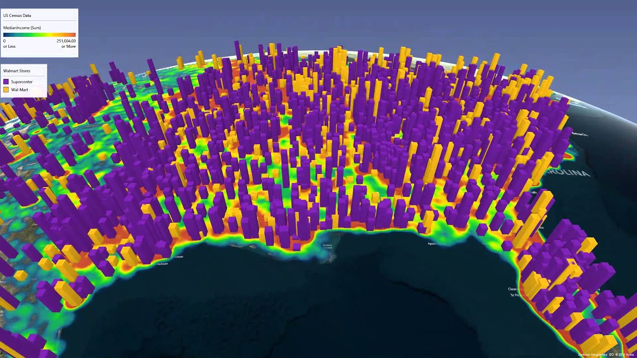 Correlating Walmart Store Locations, Census Data & Target Locations using Power Map