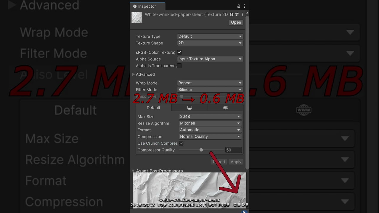 How to Reduce Texture File Size in Unity Using Crunch Compression