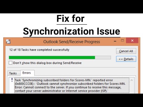 Fixing Error synchronizing subscribed folders in MS Outlook reported error 0x800CCC0F