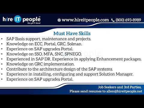 SAP Technical Jobs | SAP Basis Jobs | Seattle, WA | Job ID: 34986 |