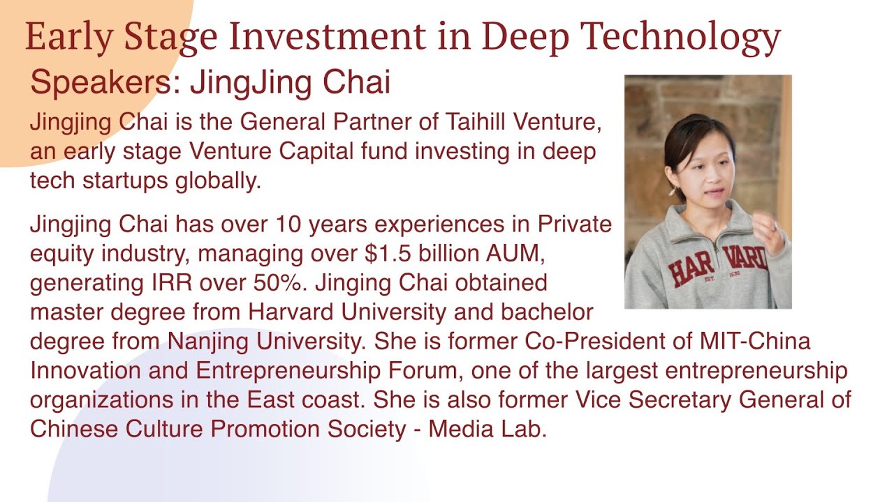 Early Stage Investment in Deep Technology | Jingjing Chai