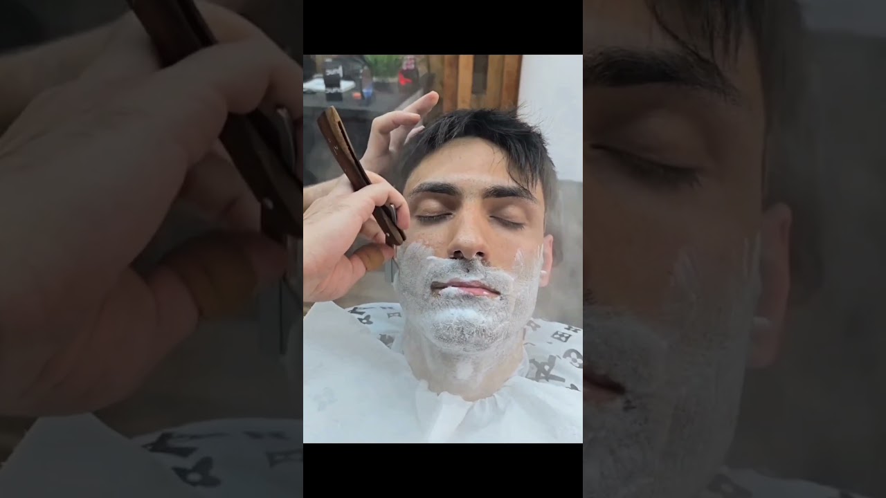Full treatment at the barber — clean shave, ASMR style 🔥💈 #ASMR #BarberExperience #CleanShave