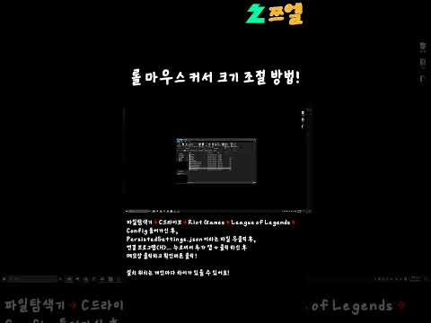 롤 인게임 마우스커서 크기 변경방법!!