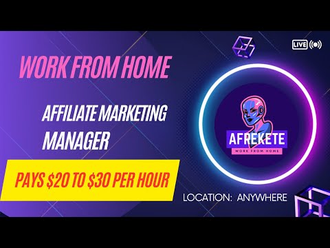 Affiliate Marketing Manager Pays $20 to $30 per hour|Work from Home Today!!!