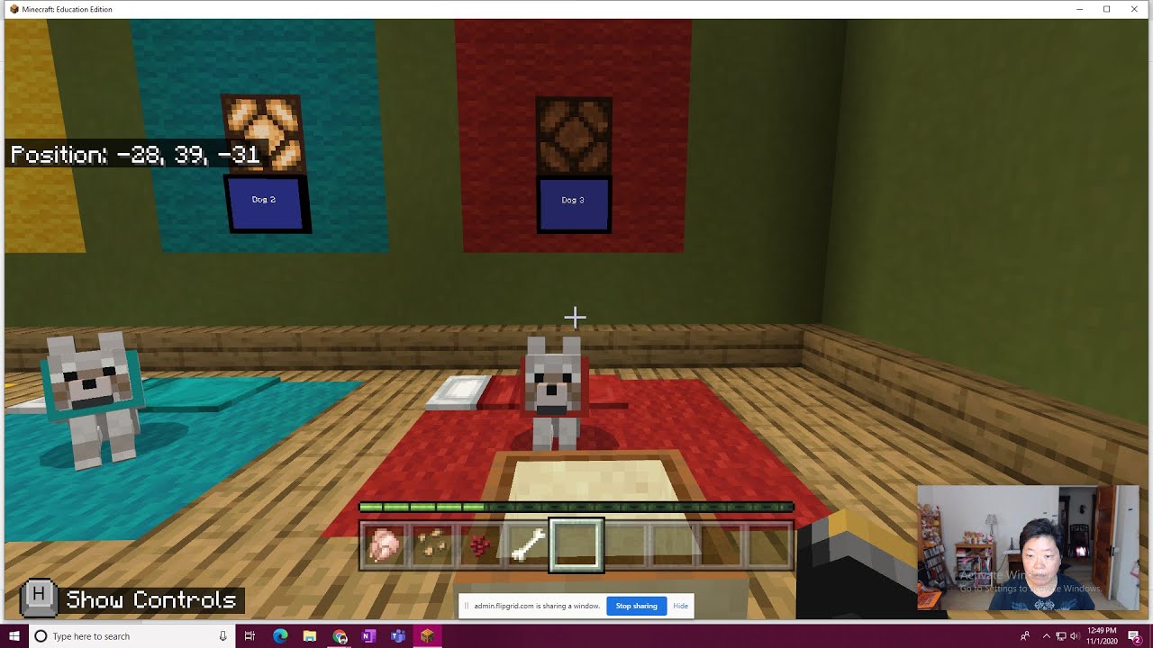 Minecraft Education Edition- Python Walkthrough, Lesson 4- Lists, Activity 2, Part 2
