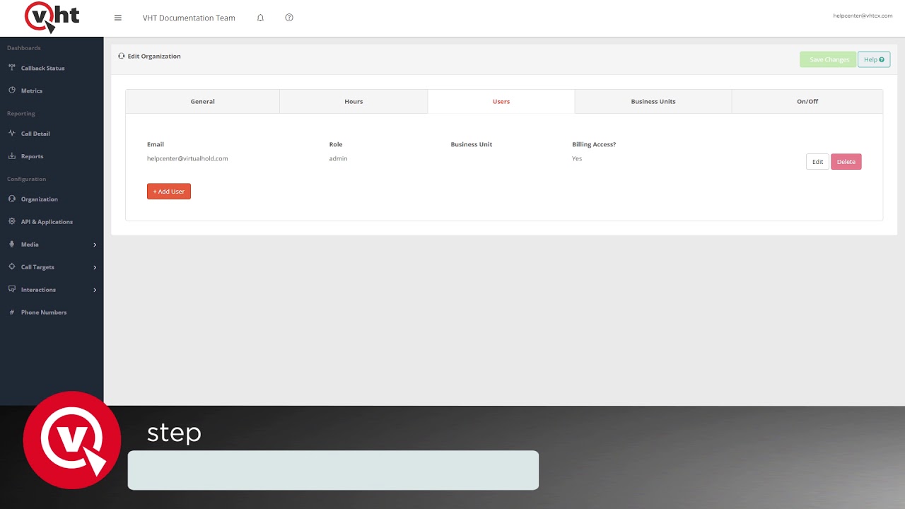 Adding a User to VHT Callback cloud