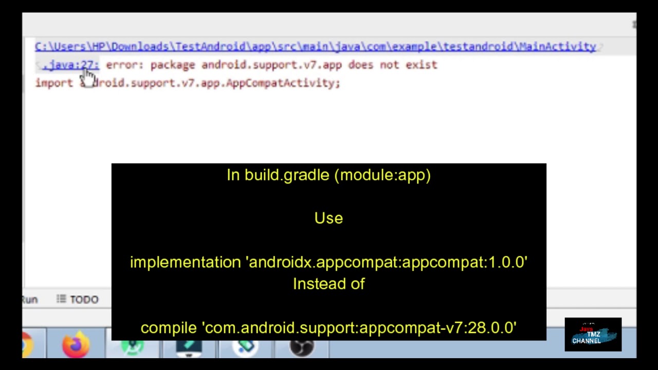 Error “package android.support.v7.app does not exist”