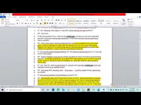 Transcript and Coding Tables- Analysis for Qualitative Phenomenological Study- Practical Research 1