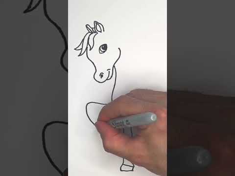 DRAWING FOR KIDS - How to draw a Cute Cartoon Horse - Easy #shorts