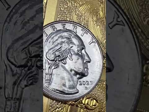 2023-D United States 🇺🇸 ERROR quarter coin with weak “3” Grease filled date President Washington