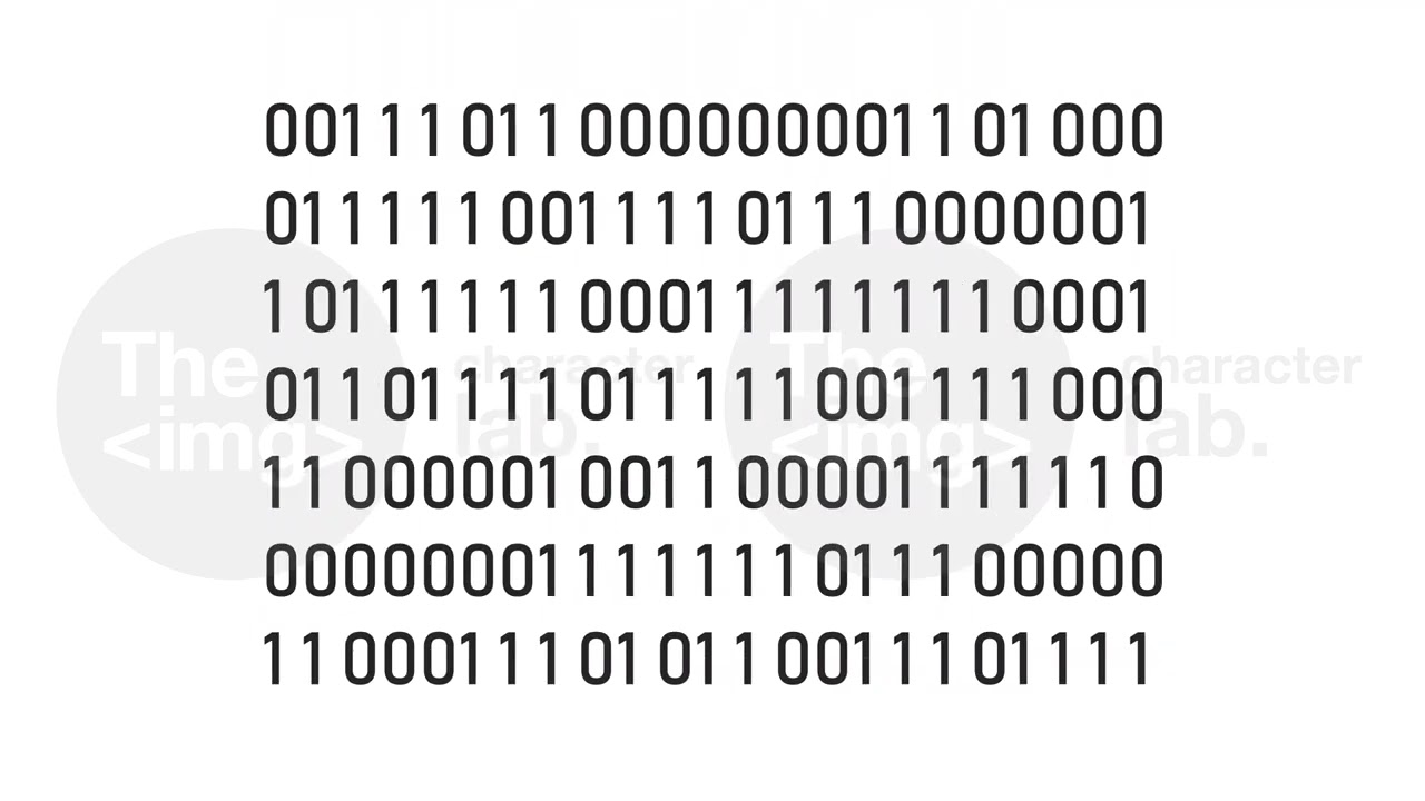 Binary computer code bw outline 2D element animation