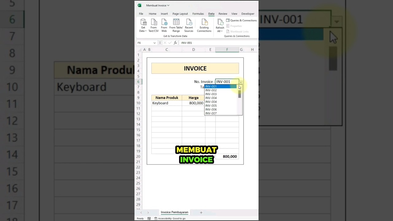 MEMBUAT INVOICE DI EXCEL 📝 #belajarexcel #exceltips #excelhacks #tutorialexcel