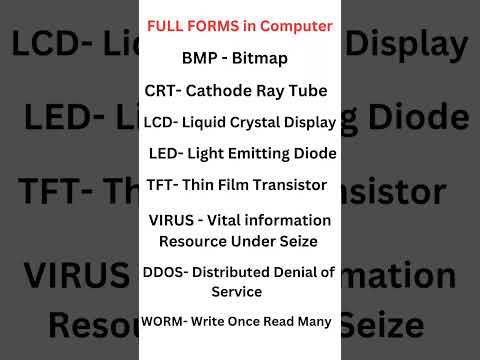Computer Gk Questions gk in english computer full forms FUll FORMS of computer LED LCD TFT full form