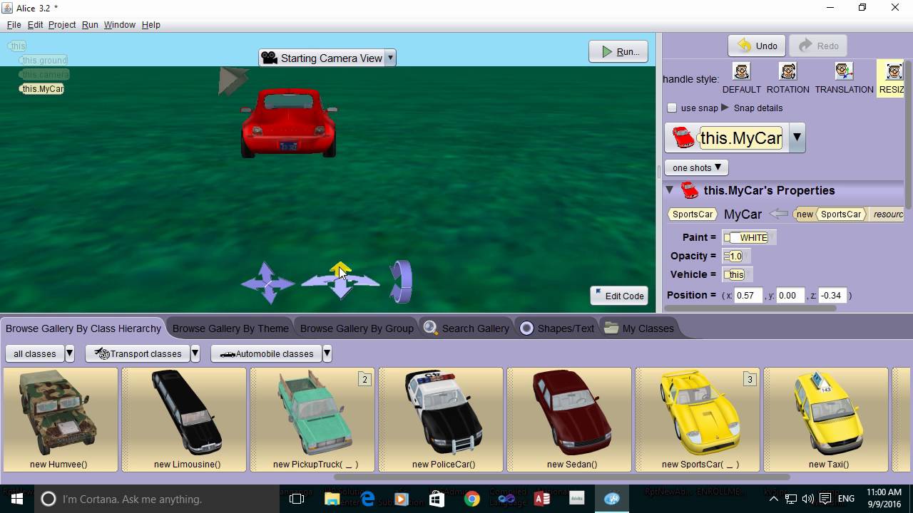 Alice 3 D Moving Car Game