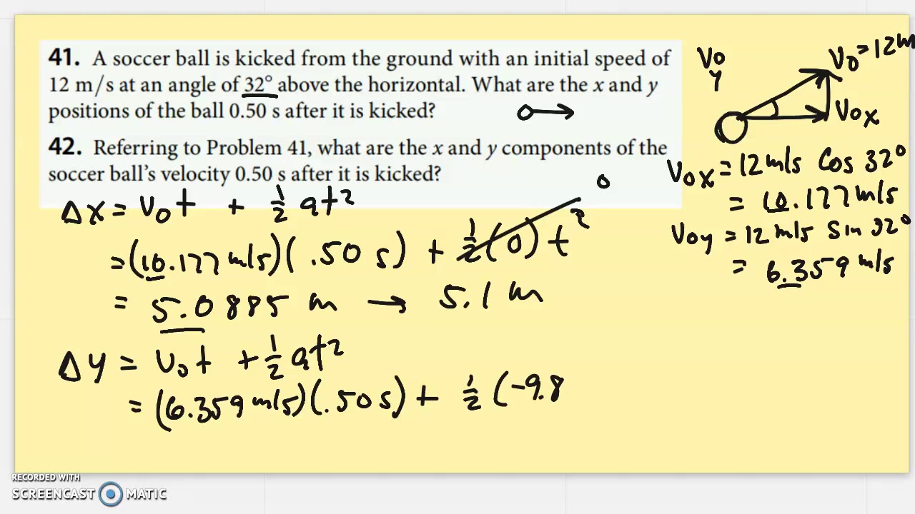 Honors Physics Projectile Motion Assignment 1