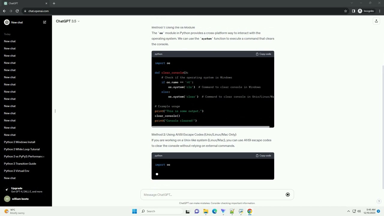 python clear console in script