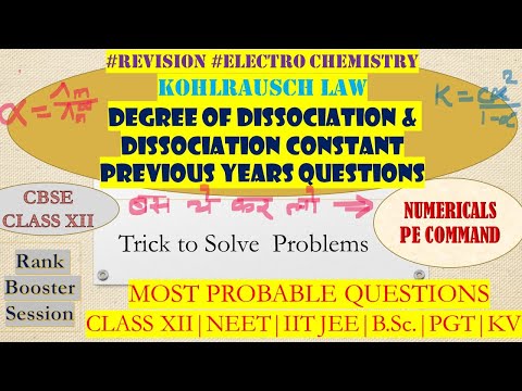 Degree of dissociation Dissociation Constant #electrochemistryclass12 #bscchemistry #cbsechemistry