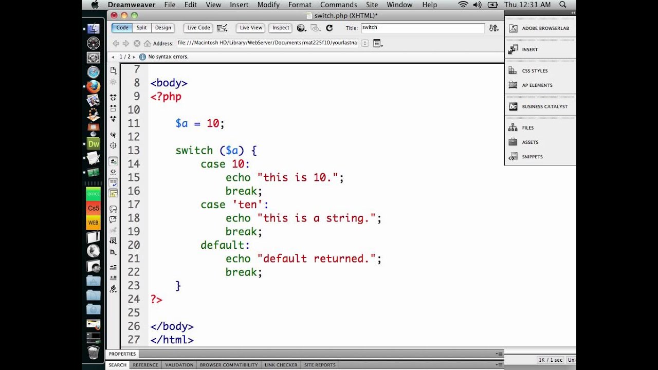 The Basic 'switch' Statement Demo