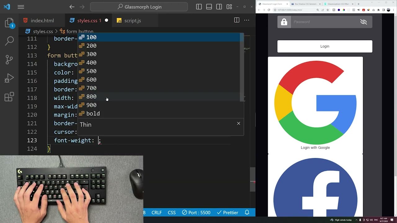 ASMR Programming - Modern Glassmorphic Login | With CSS Animations [No Talking]