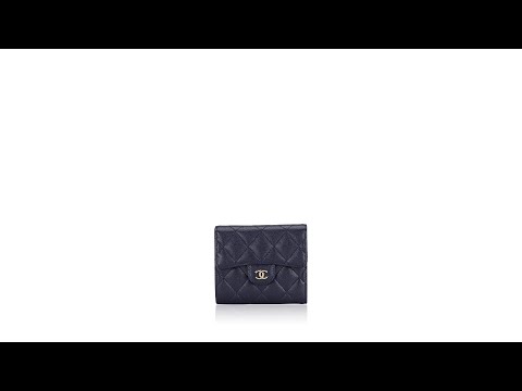 Chanel Caviar Quilted Classic Small Flap Wallet Navy