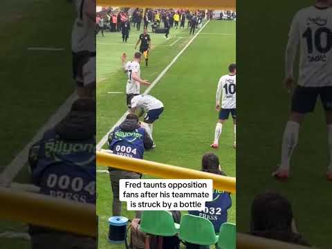 Ex-Manchester United star Fred continues to celebrate as his teammate is hit by a bottle 😲 #news