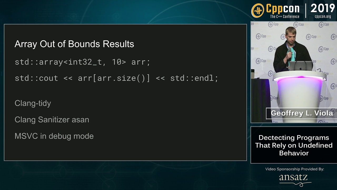 Detecting Programs That Rely on Undefined Behavior - Geoffrey L. Viola - CppCon 2019