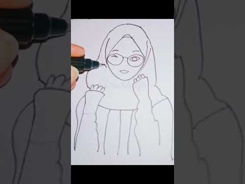 how to draw girl with Hijab and glasses\hijabi girl drawing💕