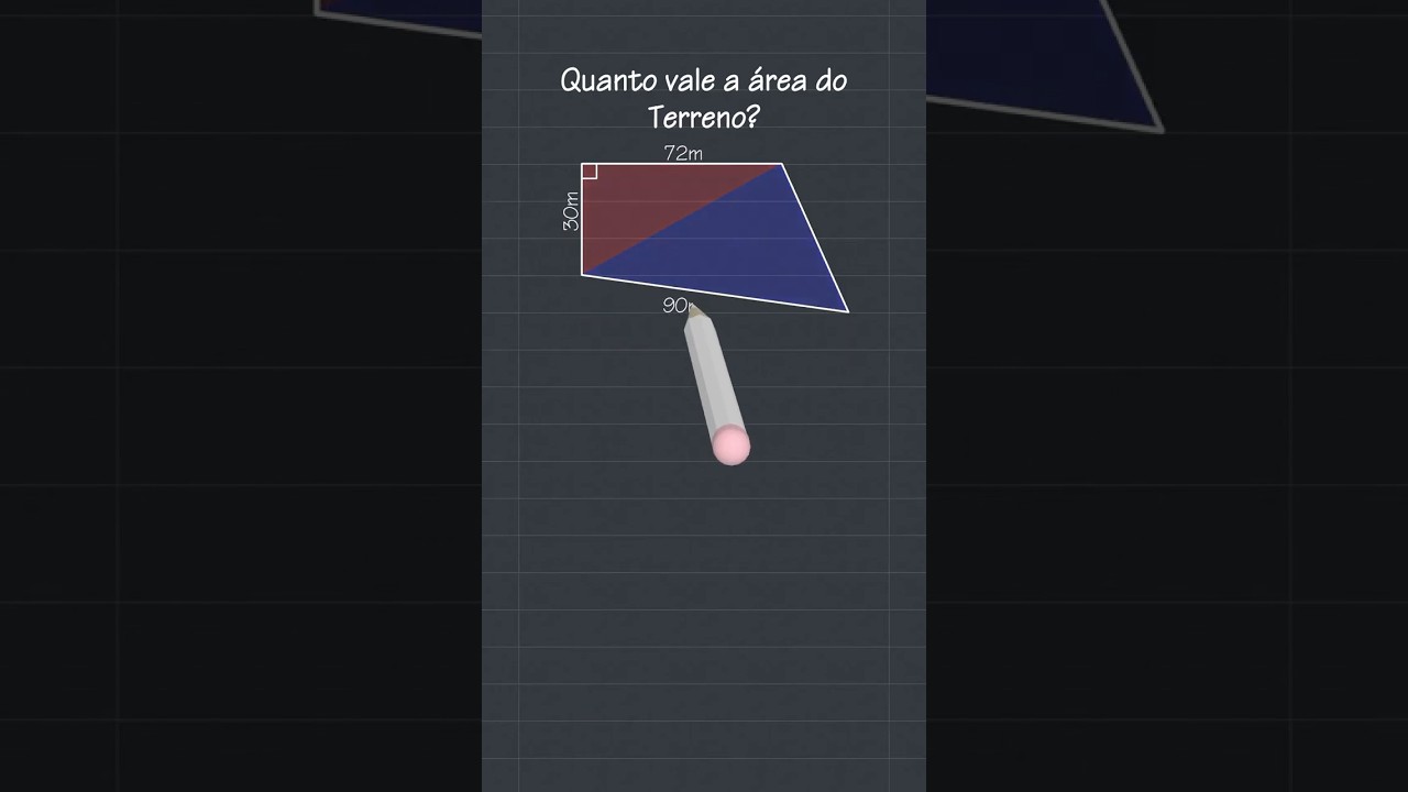 Como calcular a área desse terreno de formato de quadrilátero irregular? #matematica #geometria