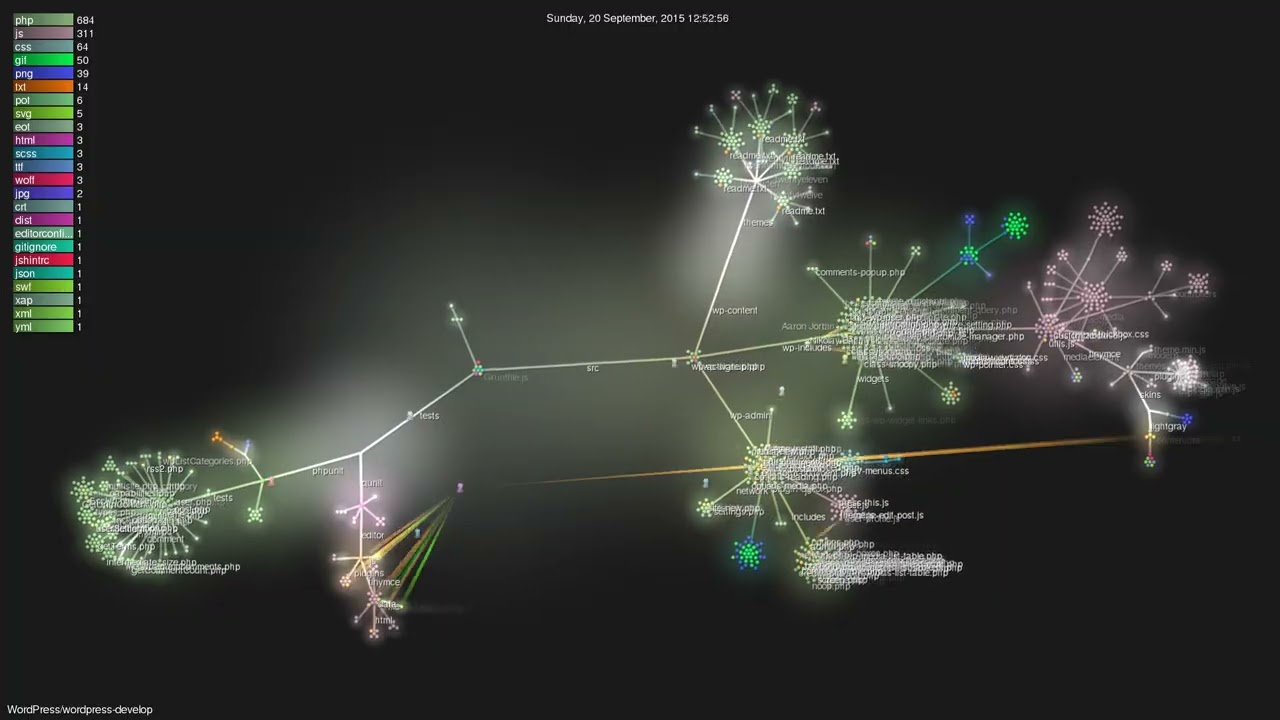 WordPress/wordpress-develop - Gource visualisation