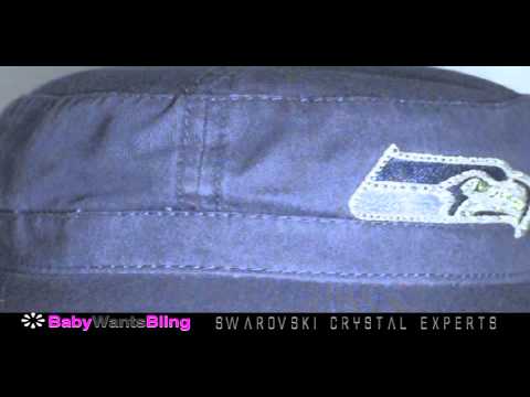 Seattle Seahawks Bling Womens Cadet Hat Cap Swarovski Crystals