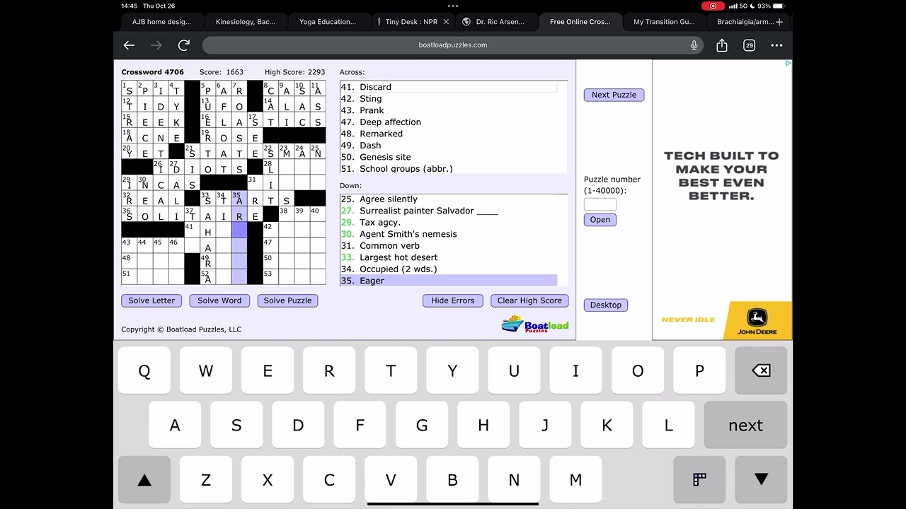 Boatload Crossword Puzzle #4706