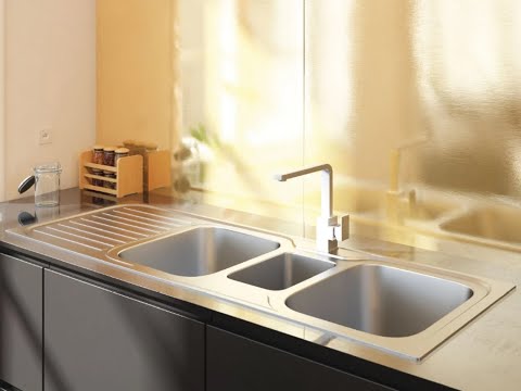 Stirling Dusk Stainless Steel Triple Kitchen Sink Bowl Depth 140mm Top Mount 1400 x 500mm FTKS00