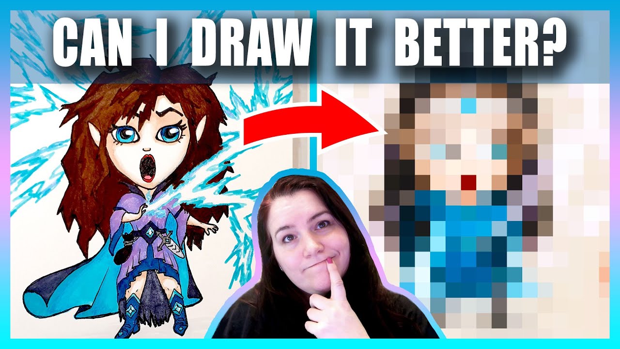 Redrawing CHIBI HALF ELF SORCERER Character Design - Digital vs Traditional Marker Art