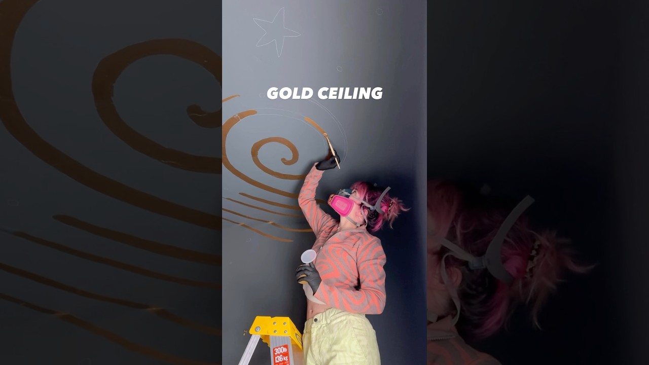Remember the Crying Room? Made a gold ceiling mural for inside of it!