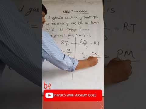 A cylinder contains hydrogen gas atpress of 249 kPa at temperature 27°C its density is [NEET-2020]