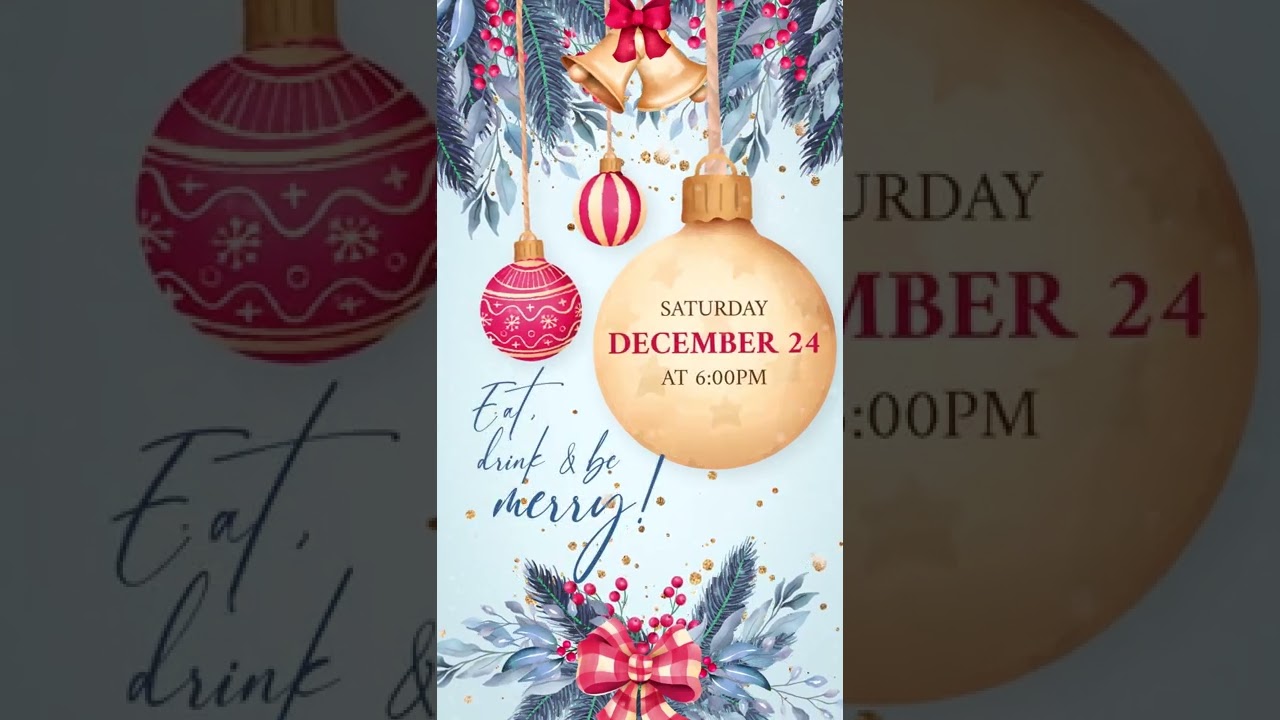 Christmas Party Video Invitation, Sparkly Christmas Invite with Family Photo, Holiday Animated Card