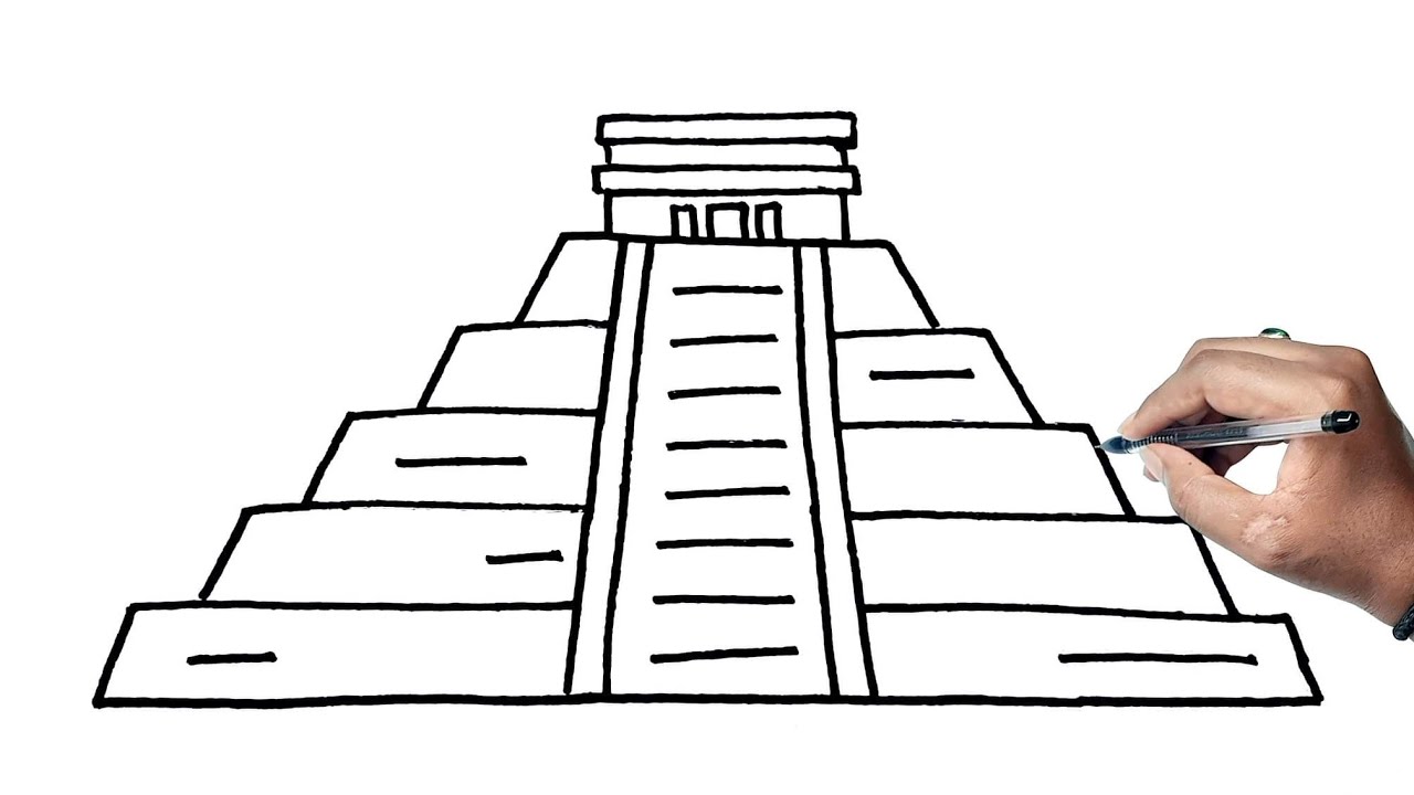 how to draw mesoamerican pyramid easy for kids Step by Step Tutorial