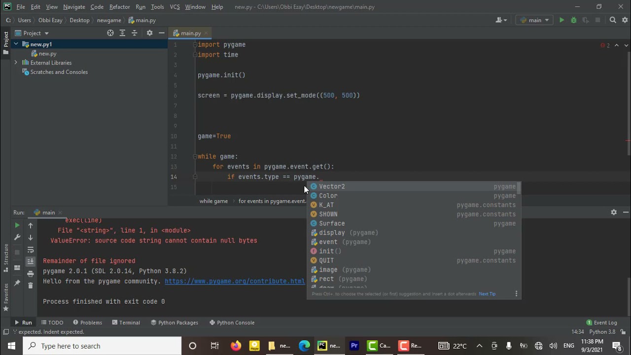 setting up your pygame surface