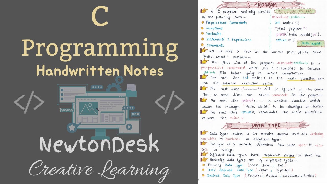 C Programming Language Handwritten Notes || BTech (IT/CSE) GATE || NewtonDesk Color Notes