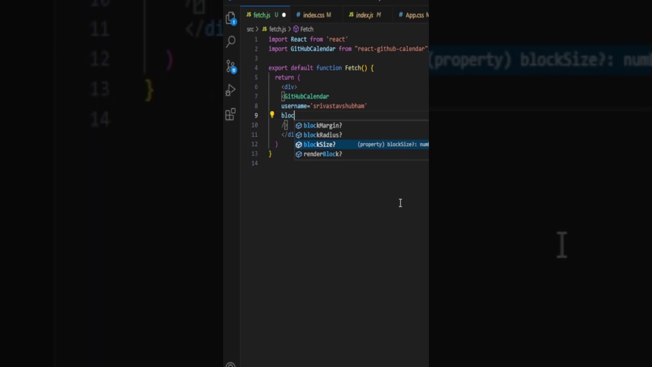 Add Github Calendar using React #reactjs #coding #github