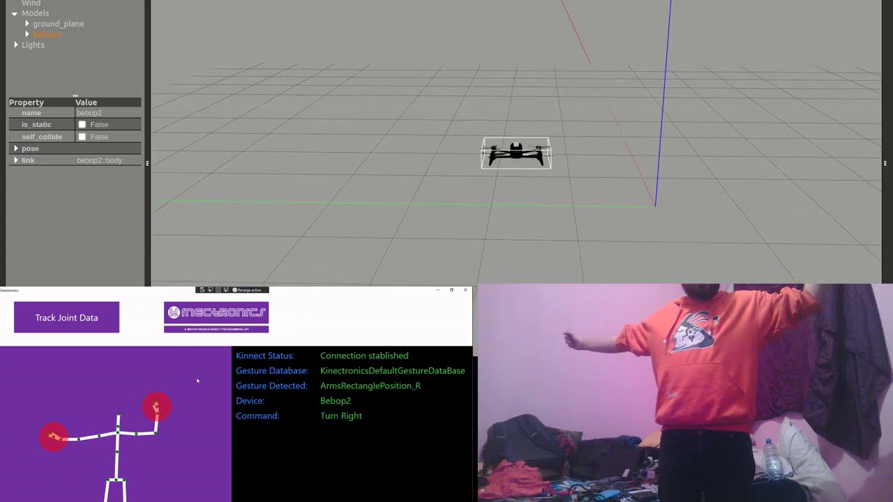 Kinectronics API Bebop2 Drone application example
