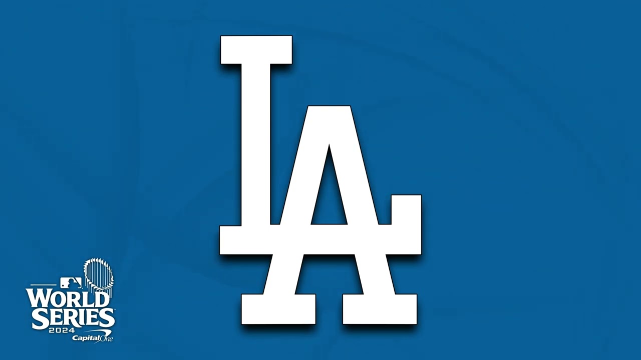 Represent the Los Angeles Dodgers: Iconic LA animated background logo. 1 Hour, No music.