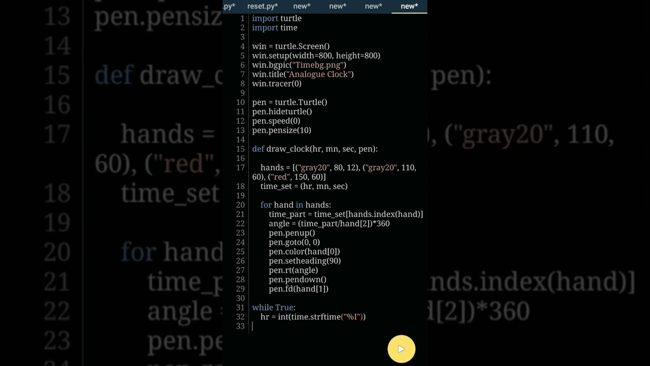 analogue clock with python | clock with turtle