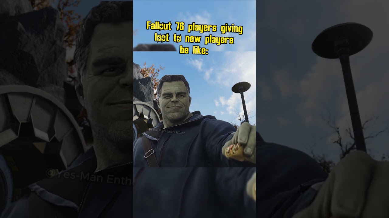 Fallout 76 players giving loot to new players be like: #memes #fallout #shorts