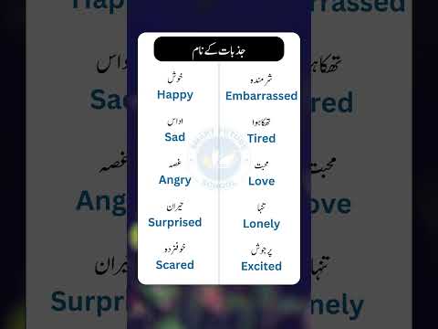 Words about Emotions, Most Important English Words with Urdu Meaning
