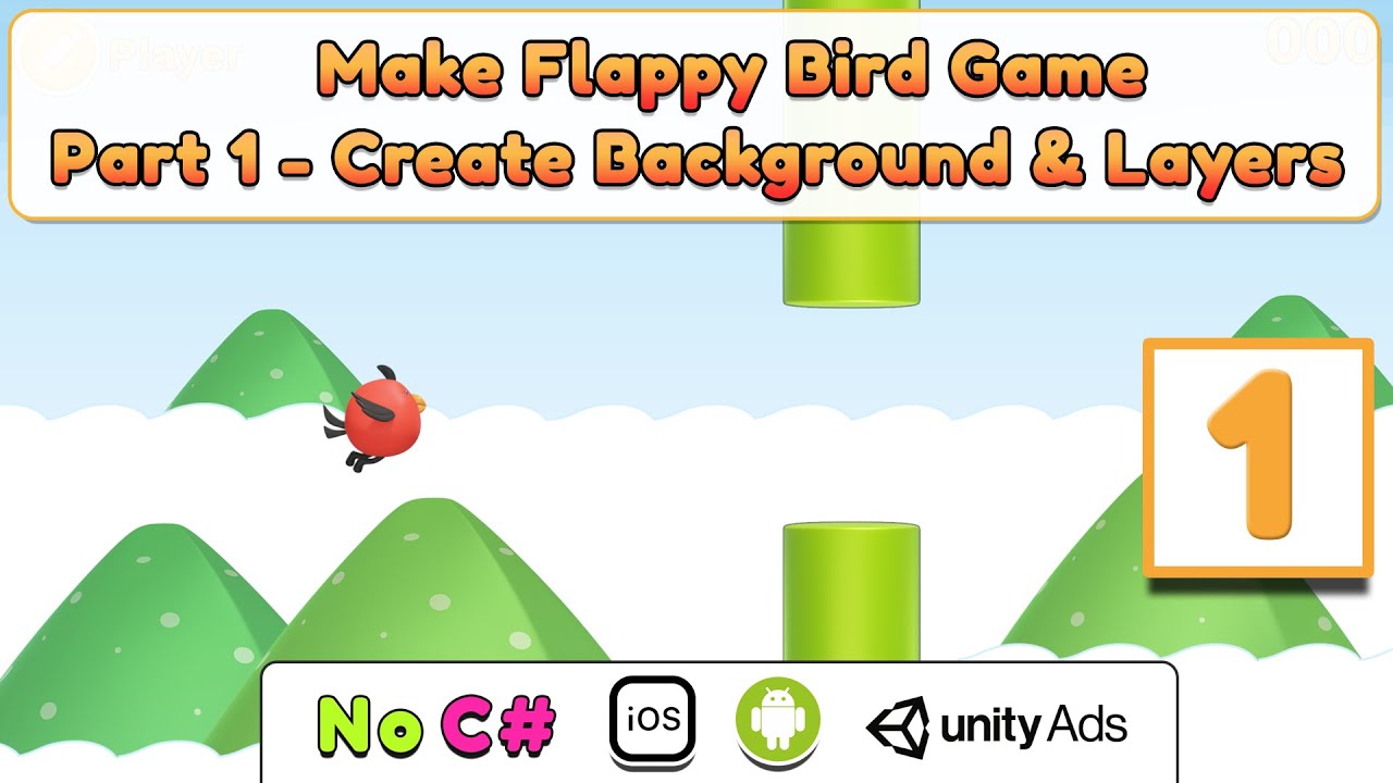 Unity No Code - Make Flappy Bird - Part 1 - Create Background & Layers - Sliced Sprite