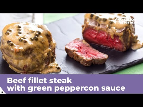 BEEF FILLET STEAK WITH GREEN PEPPERCON SAUCE - Original Italian recipe