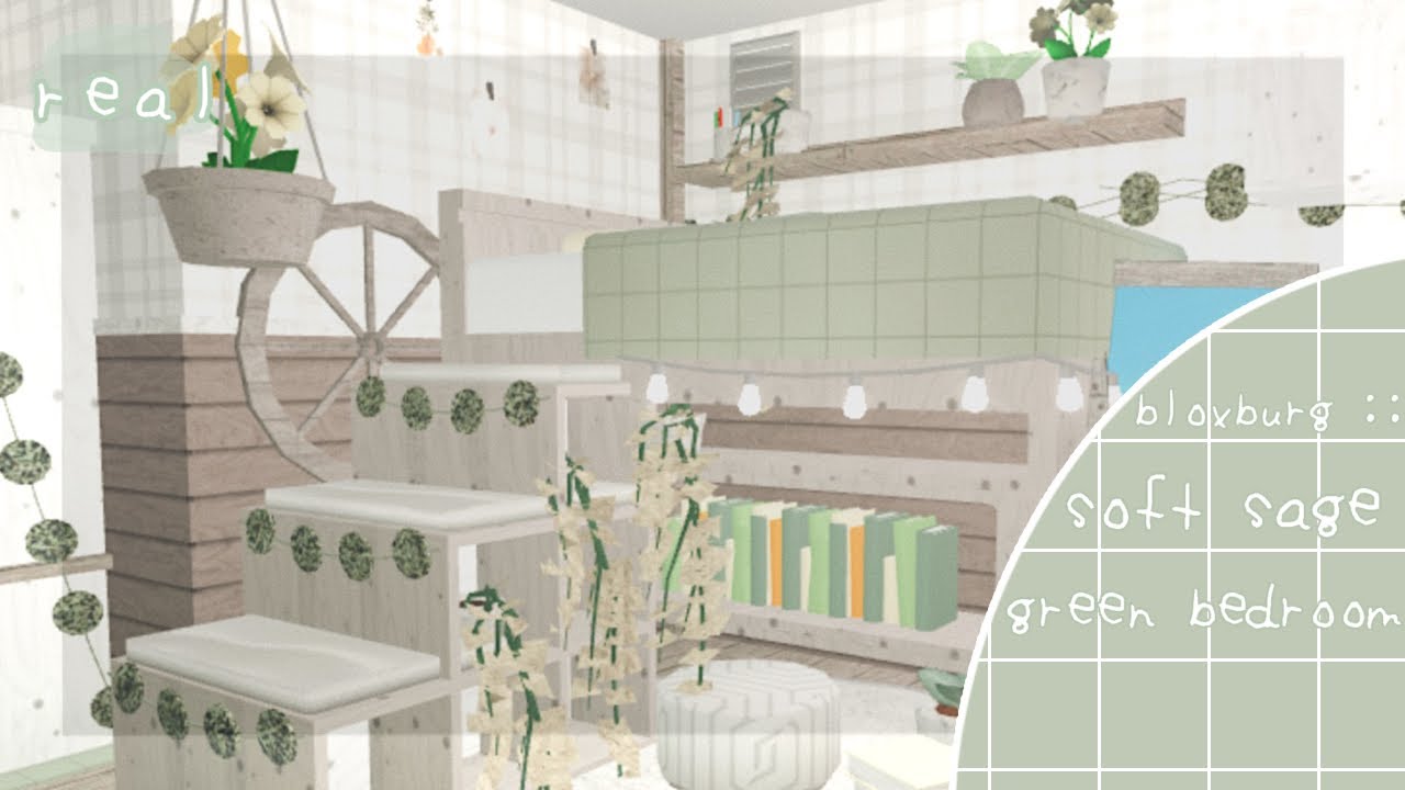 ✿ .. sage green and yellow room | bloxburg build | pxculiar